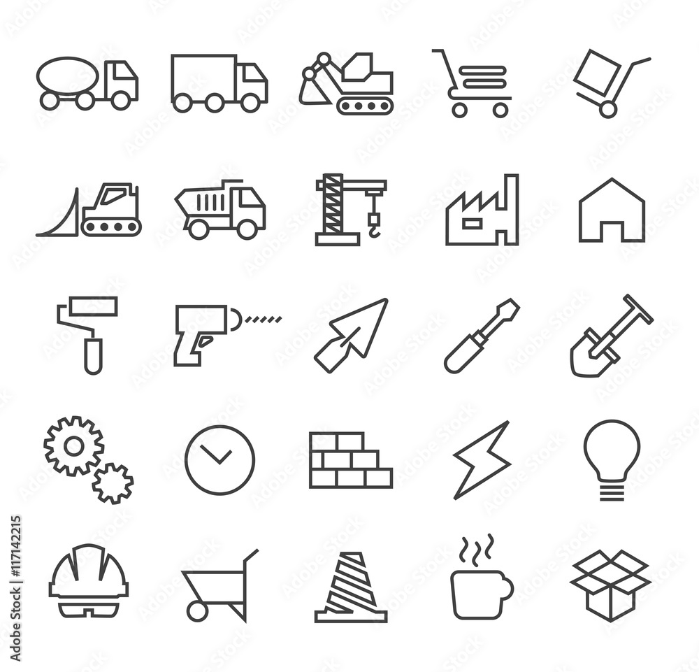 Set of Quality Universal Standard Minimal Simple Construction Black ...