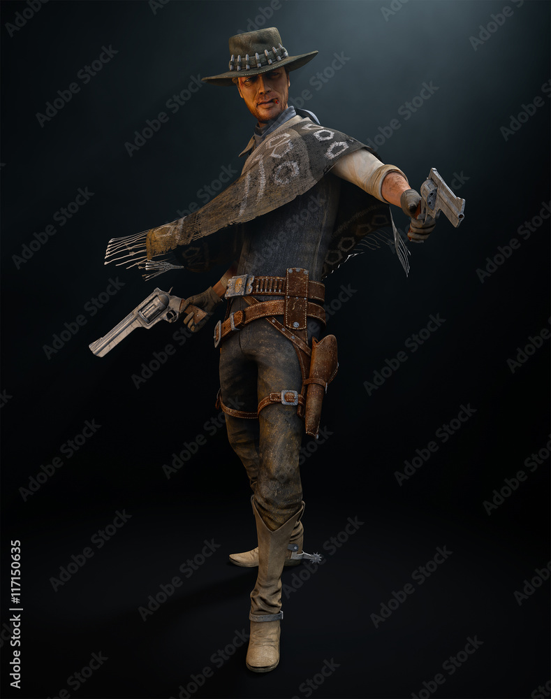 Cowboy Shooting Two Guns