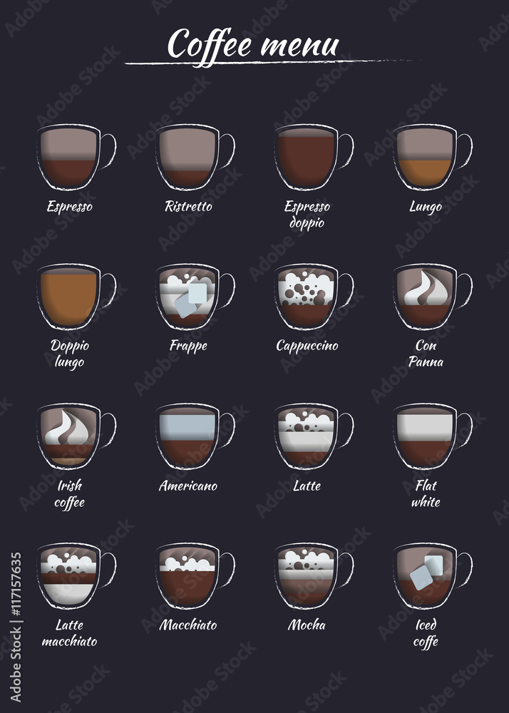 The coffee map or menu infographics in paper cut style. Vector ...