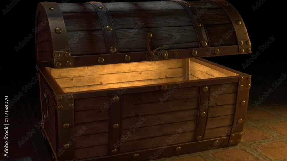 Unlocking and opening Treasure Chest. Transitioning inside the chest ...