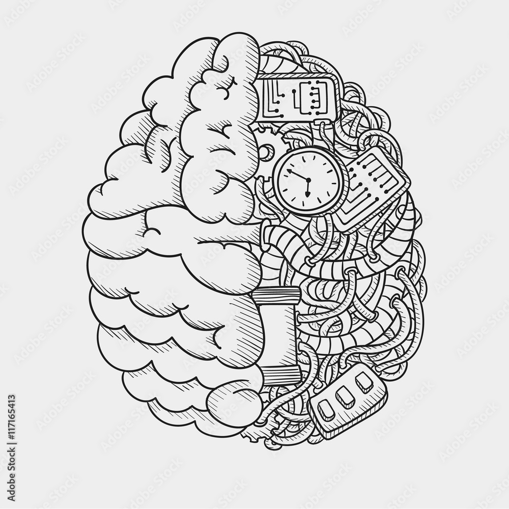 Mechanical brain Stock Vector | Adobe Stock