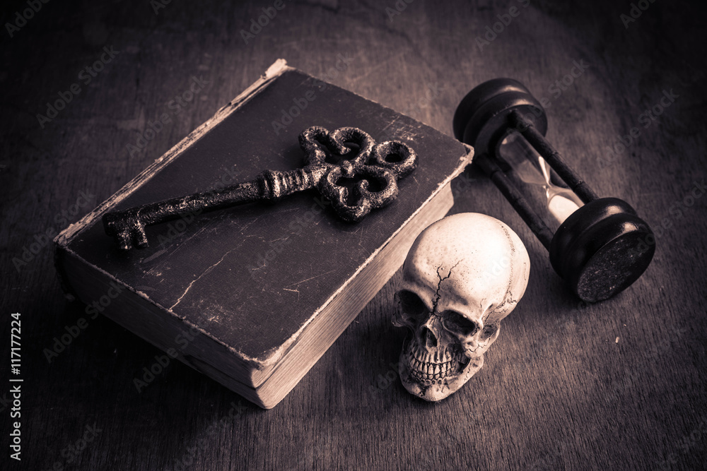 Vintage retro picture style - Old object on wood table still life Stock ...