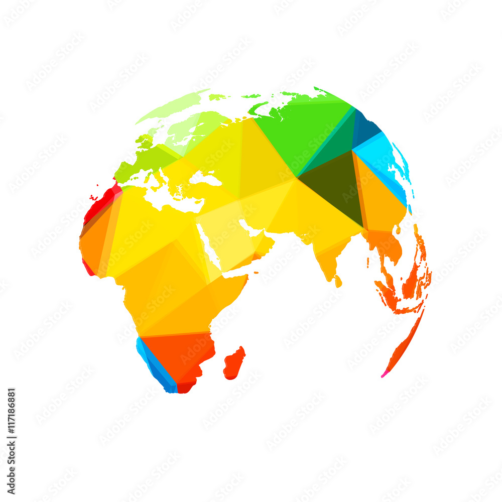 Polygon World map globe template easy all editable Stock Vector | Adobe ...