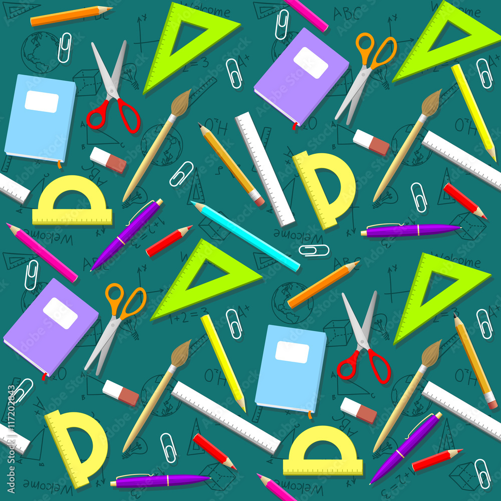 School pattern. Background with school objects. Vector Back to School ...