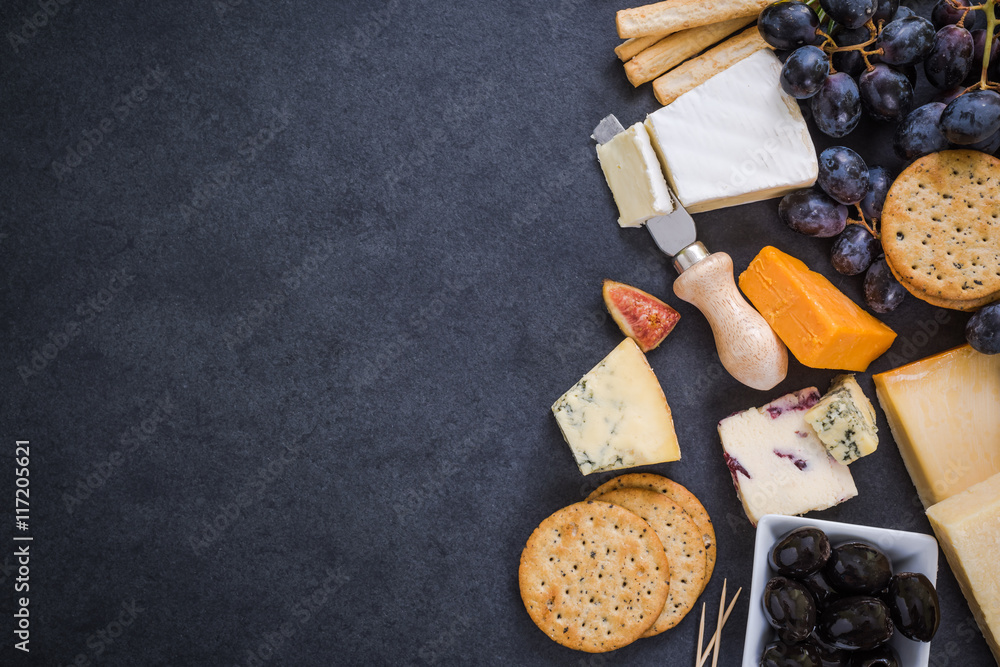 cheese selection border background Stock Photo | Adobe Stock