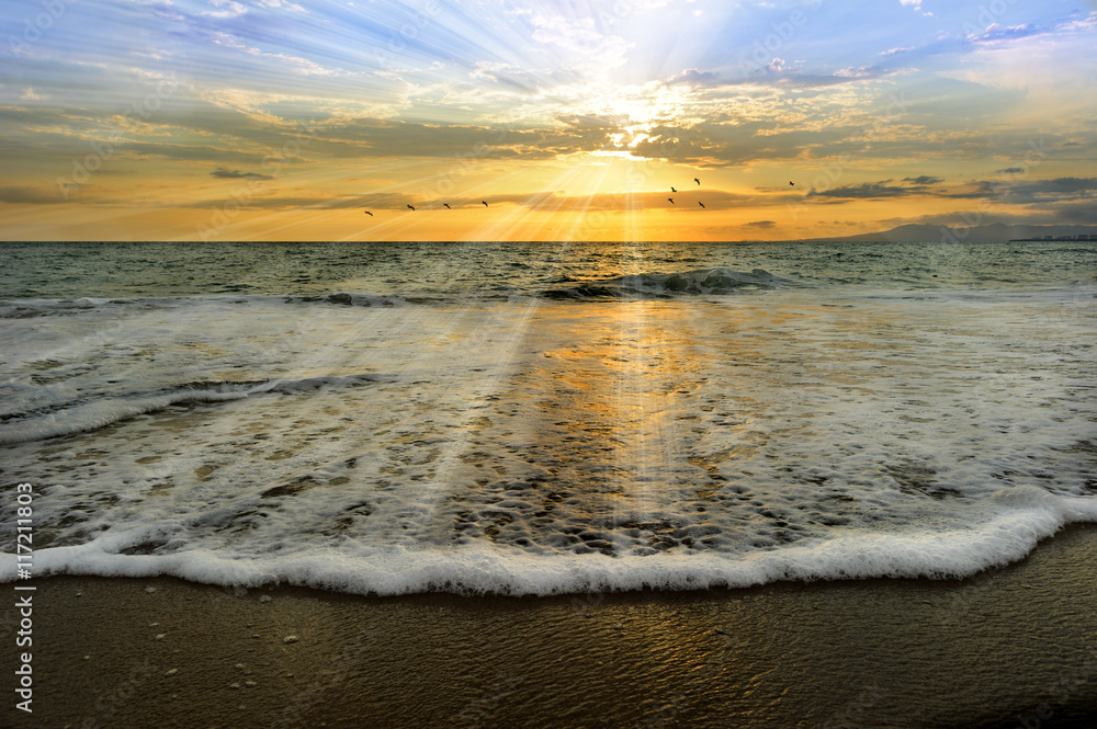 Ocean Sunset Rays Stock Photo | Adobe Stock
