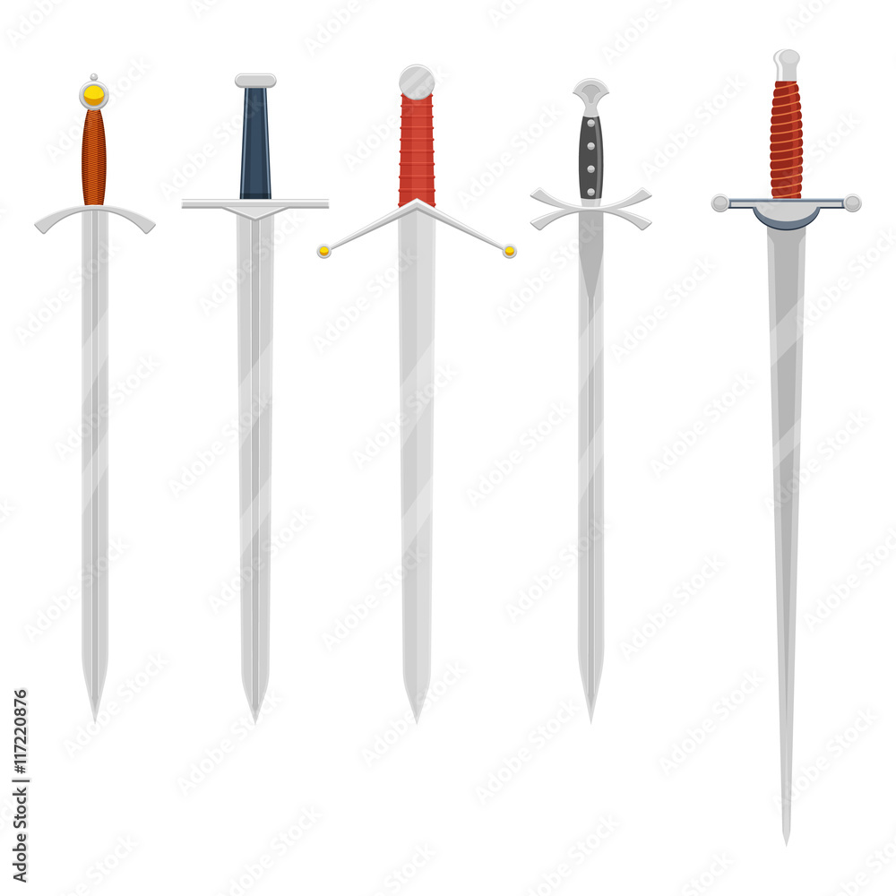 knight sword set vector illustration isolated on white background Stock ...