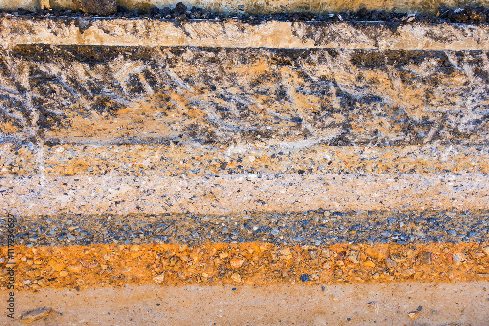 Layers soil and rock of traffic road, Layer soil paving, Layer o Stock ...