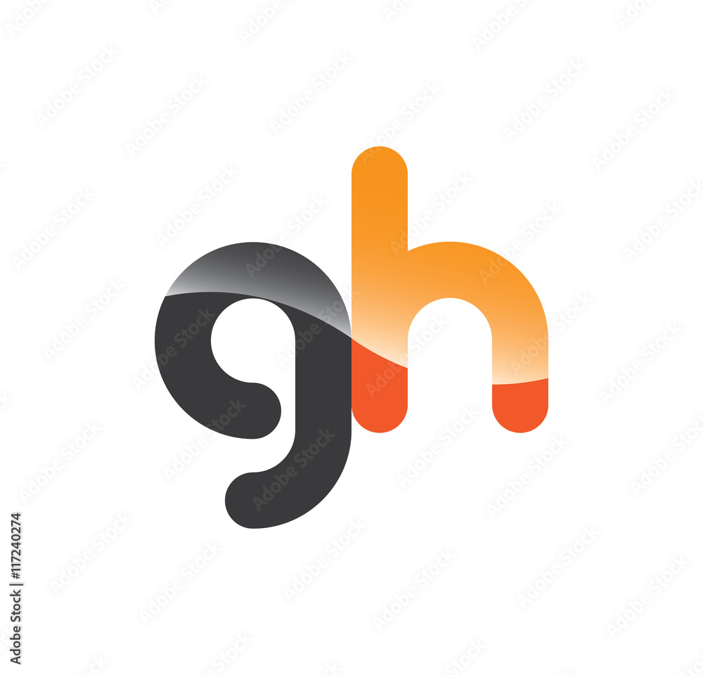 gh initial grey and orange with shine Stock-Vektorgrafik | Adobe Stock