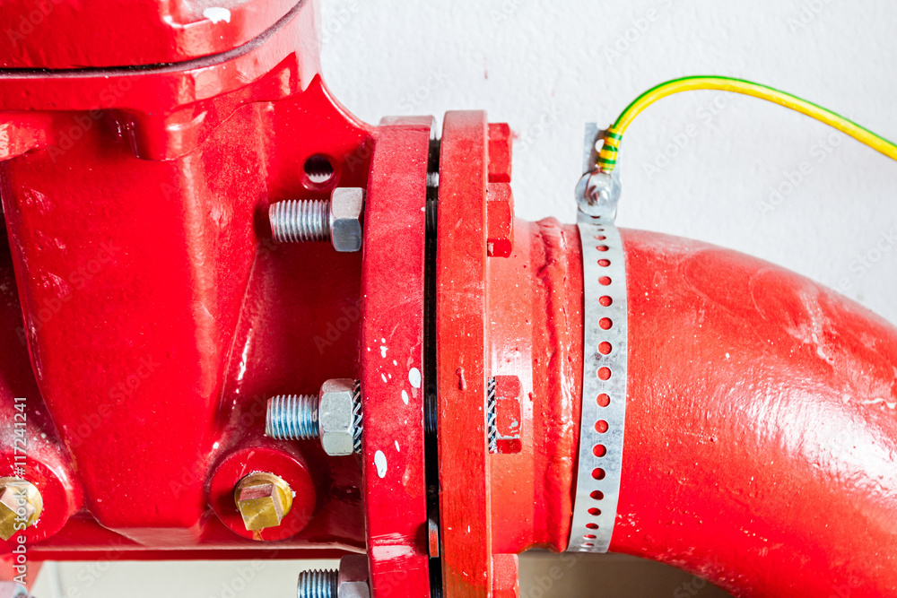 Water supply, fire fighting system control, painted pipeline Stock ...