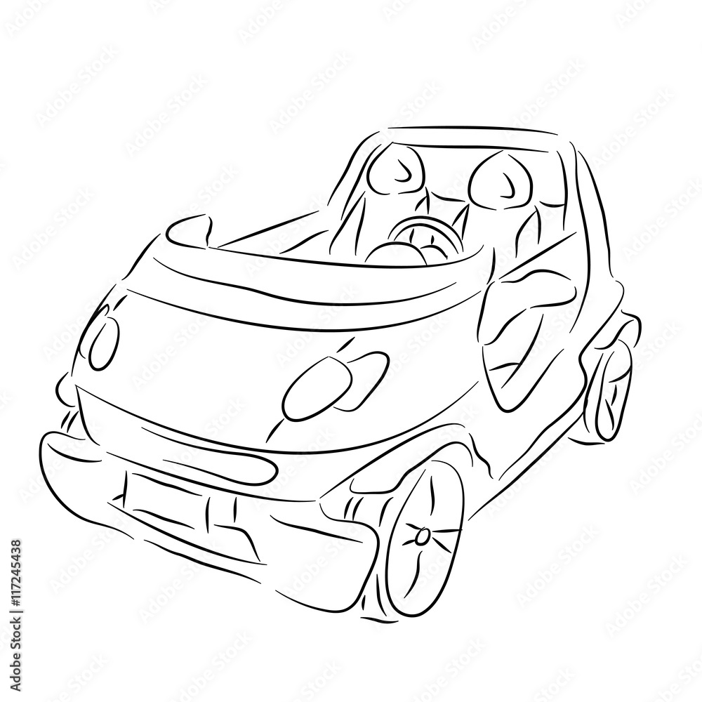 Contour cabriolet. Car Sketch. Vector freehand drawing. Stock Vector ...