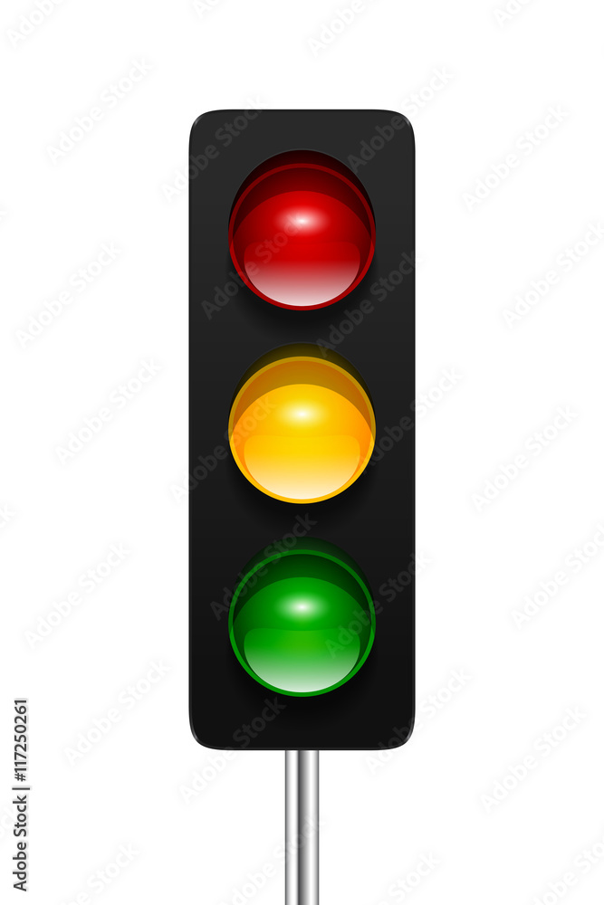Stylish modern vector traffic signal with three aspects isolated on ...