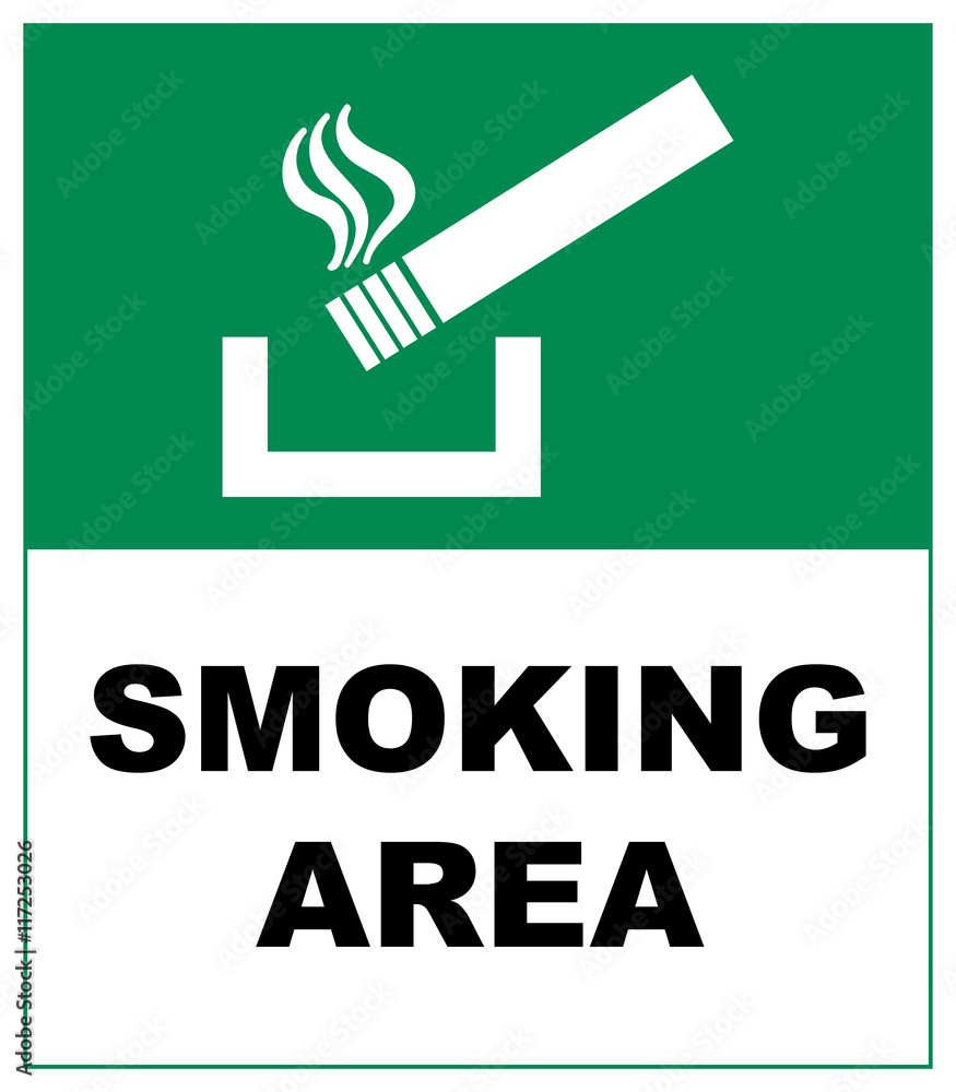 Designated smoking area sign isolated on white background Stock Vector ...