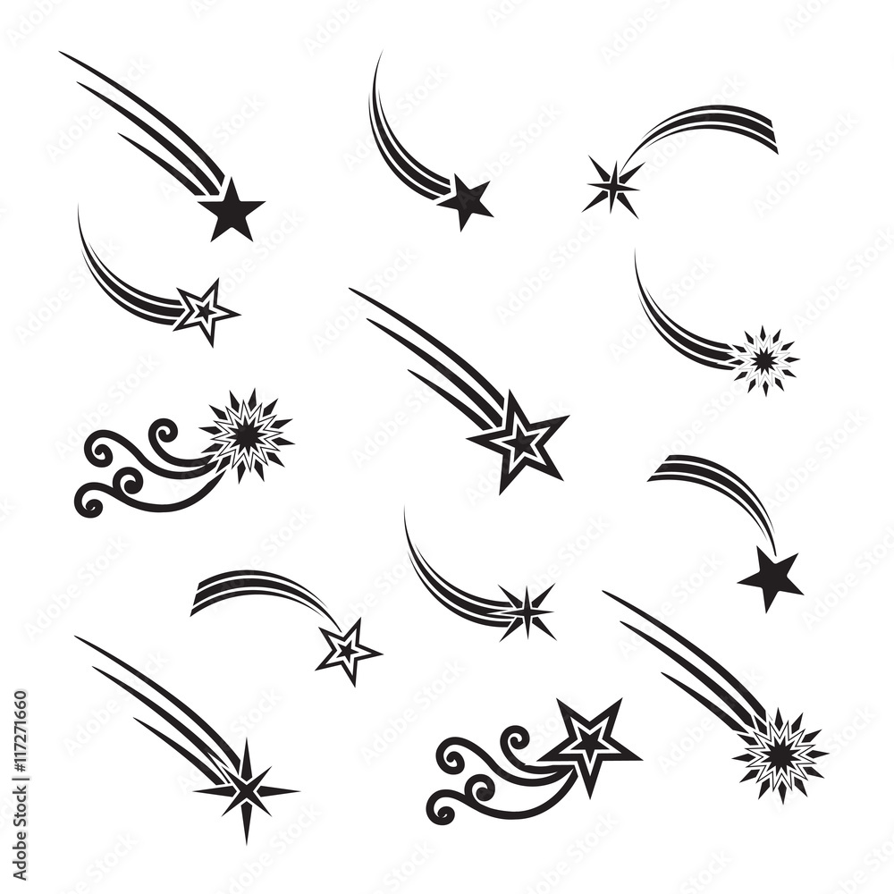 Falling stars vector set. Stock Vector | Adobe Stock