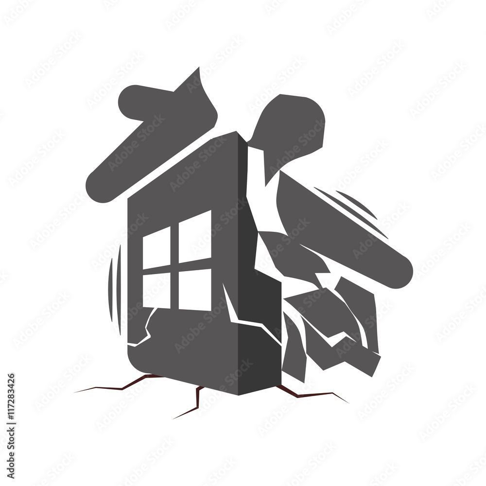 collapse house home insurance accident protection icon. Isolated and ...