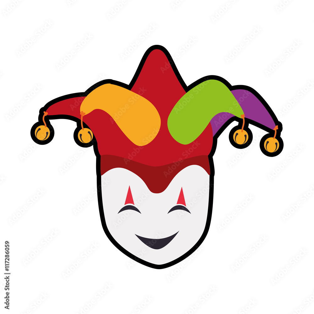 hat arlequin carnival celebration icon. Festival concept. Isolated and ...