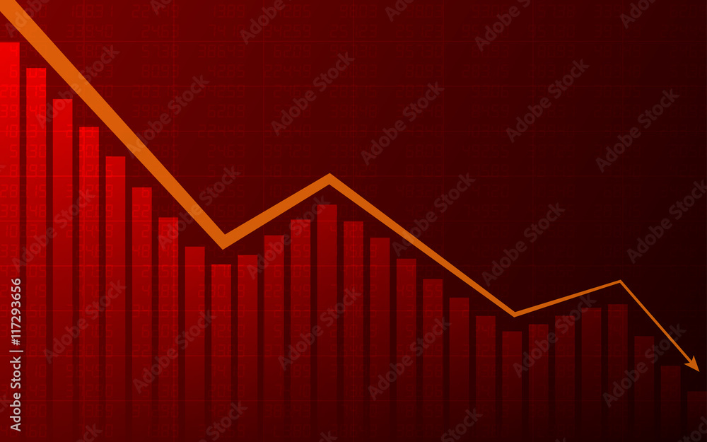 Business chart with arrow downtrend line graph, bar chart and stock ...
