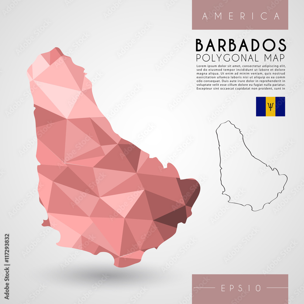 Barbados : Low Poly Map : Vector Illustration Stock Vector | Adobe Stock