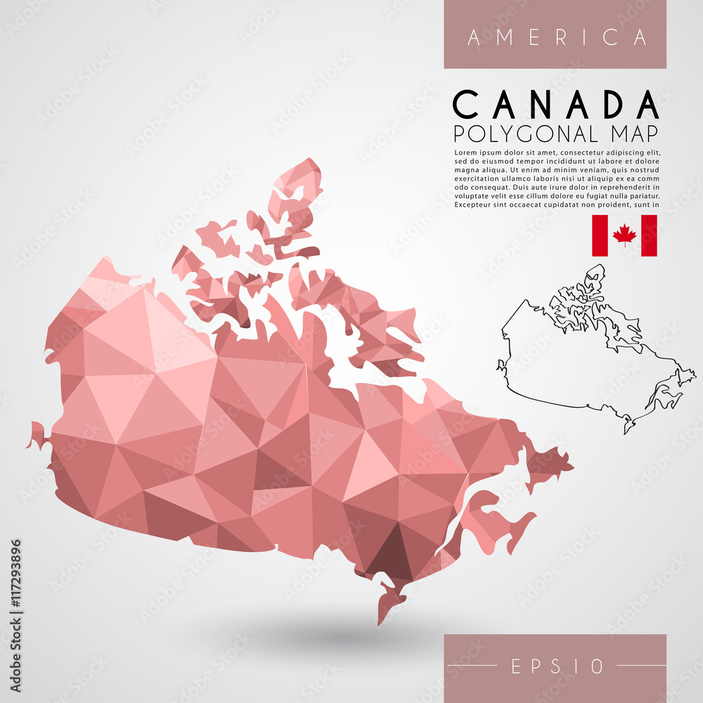 Canada : Low Poly Map : Vector Illustration Stock Vector | Adobe Stock