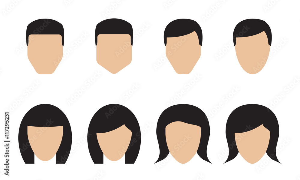 People icons set. Different man and woman faces for avatar, for app or ...