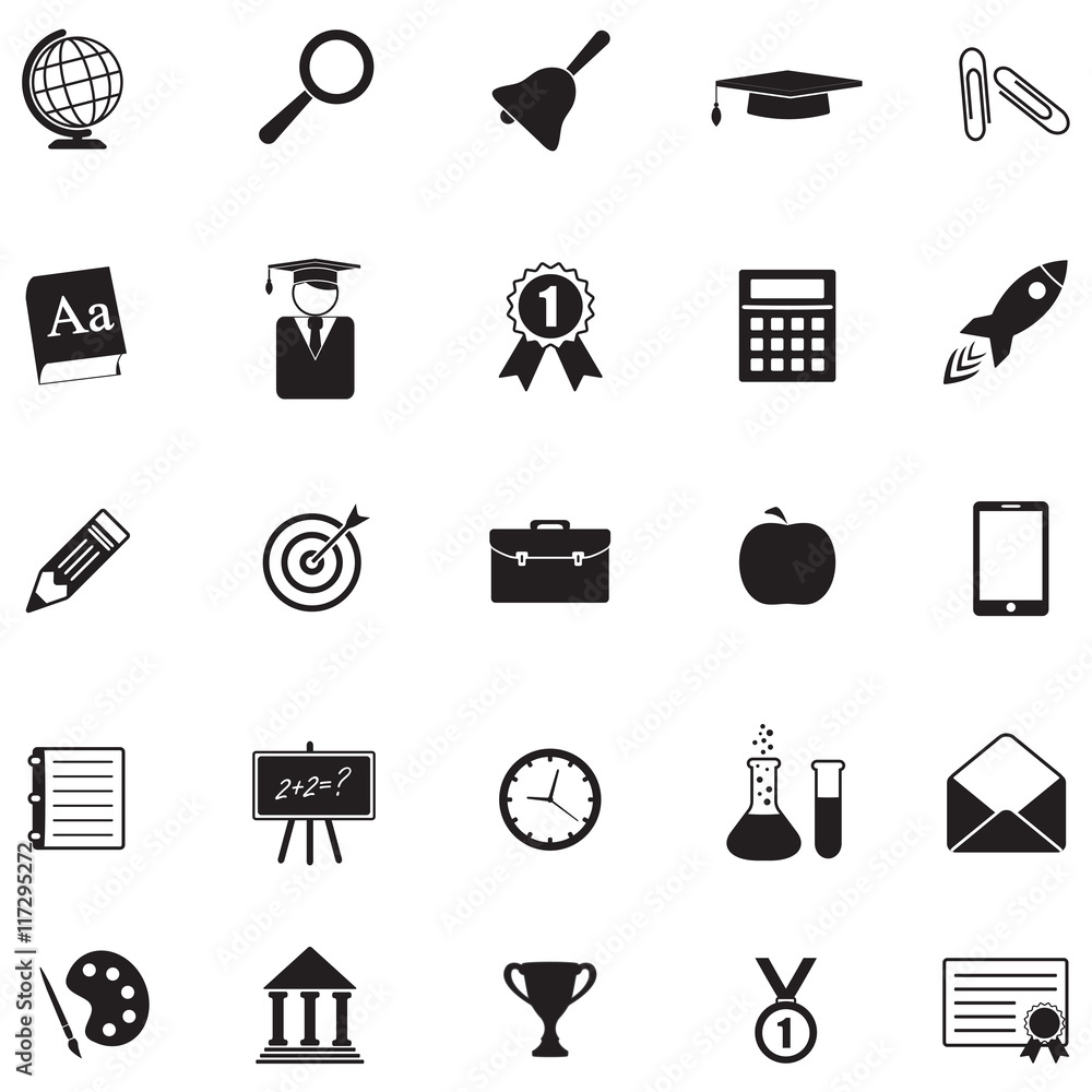 School and Education Icon set for science, knowledge, reading, math ...