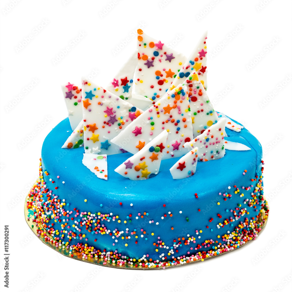 Birthday Blue Cake with Colorful Sprinkles Stock Photo | Adobe Stock