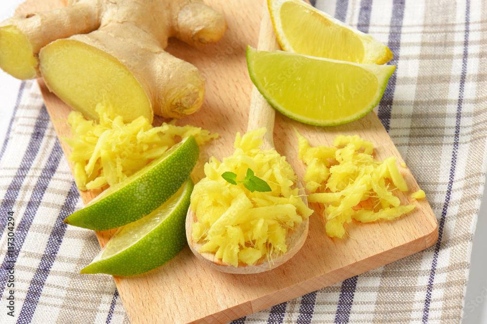 whole and grated ginger Stock Photo | Adobe Stock