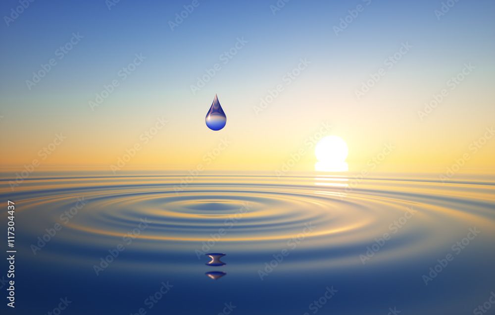 Wassertropfen im Ozean im Sonnenuntergang 2 Stock-Illustration | Adobe ...