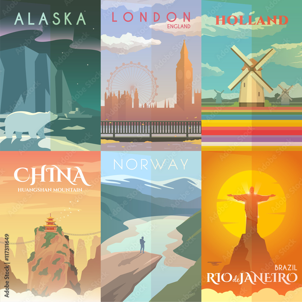 Vector retro posters set. Stock Vector | Adobe Stock