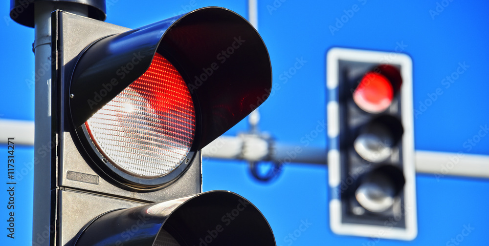 Traffic lights over blue sky Stock Photo | Adobe Stock