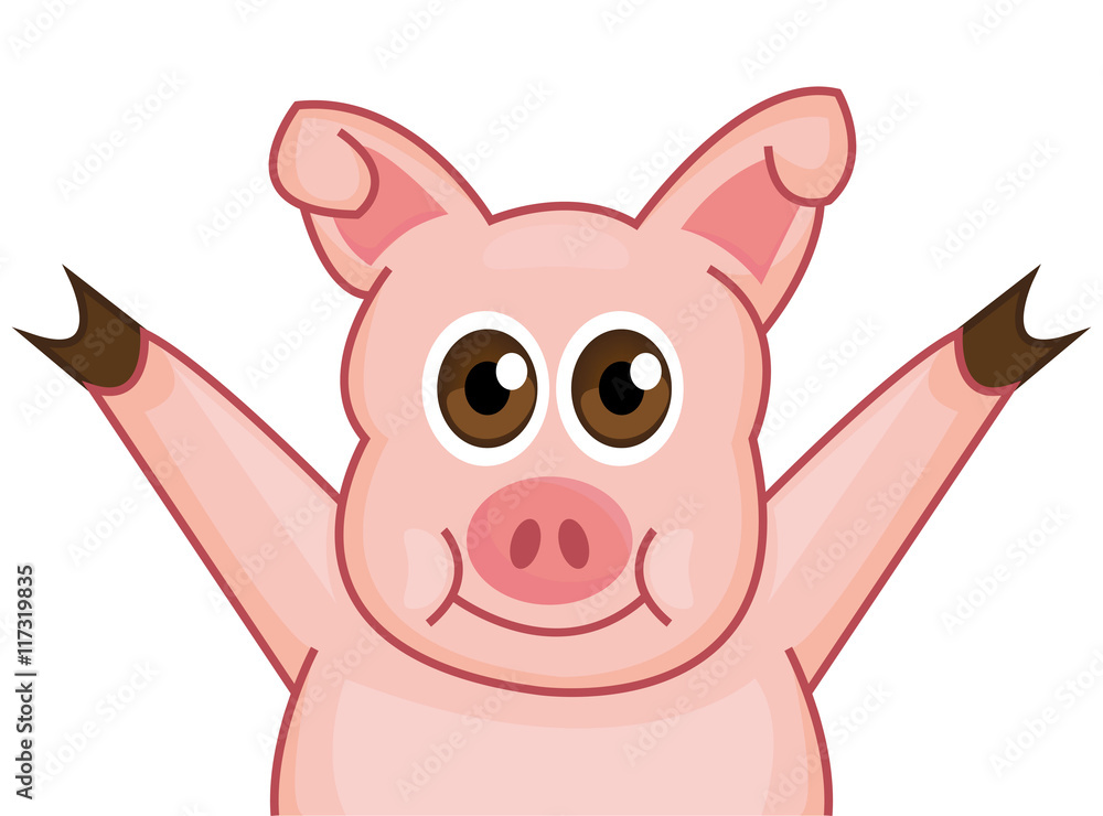 Happy Pig character, background. Vector, illustration, icon logo, Art ...