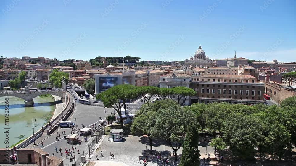 Skyline from top of Castel Sant'Angelo castle in Rome city, Italy ...