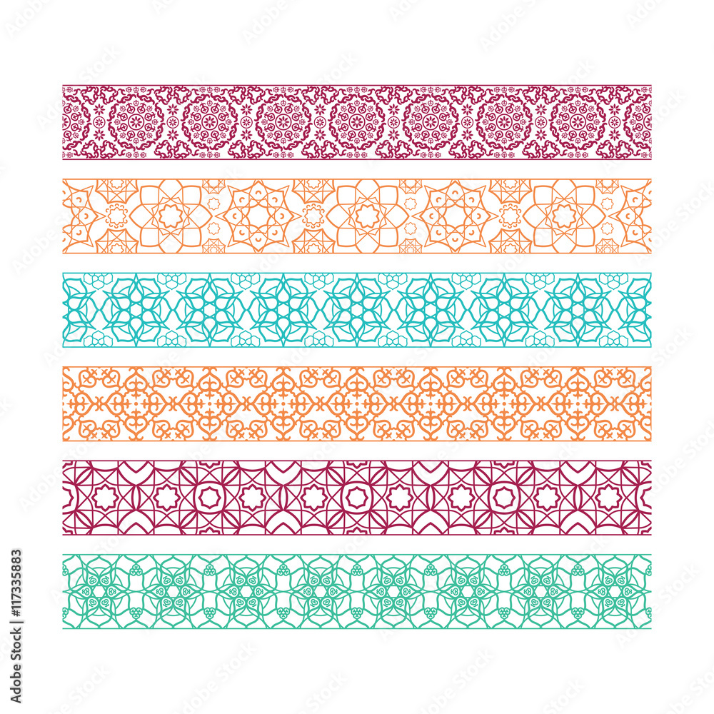 Different colors borders with arabic pattern. Vector illustration ...