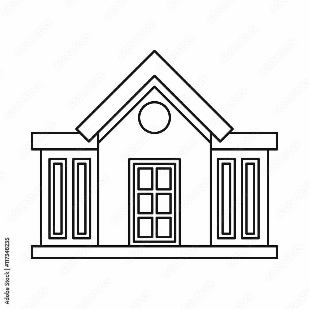 Mansion icon in outline style isolated on white background ...