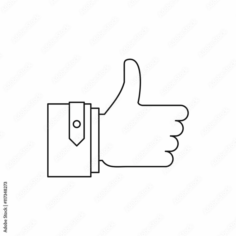 Thumbs up icon in outline style isolated on white background. Gesture ...