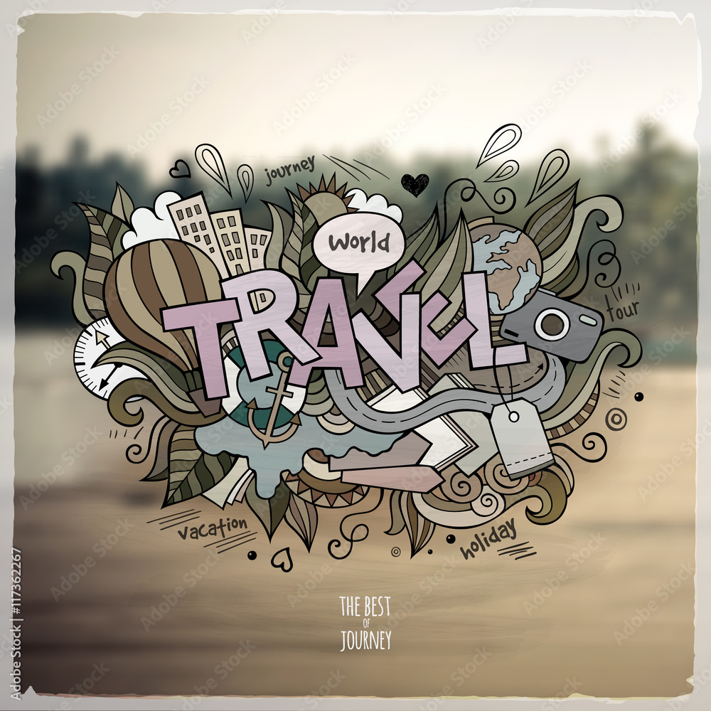 Travel hand lettering and doodles elements Stock Vector | Adobe Stock