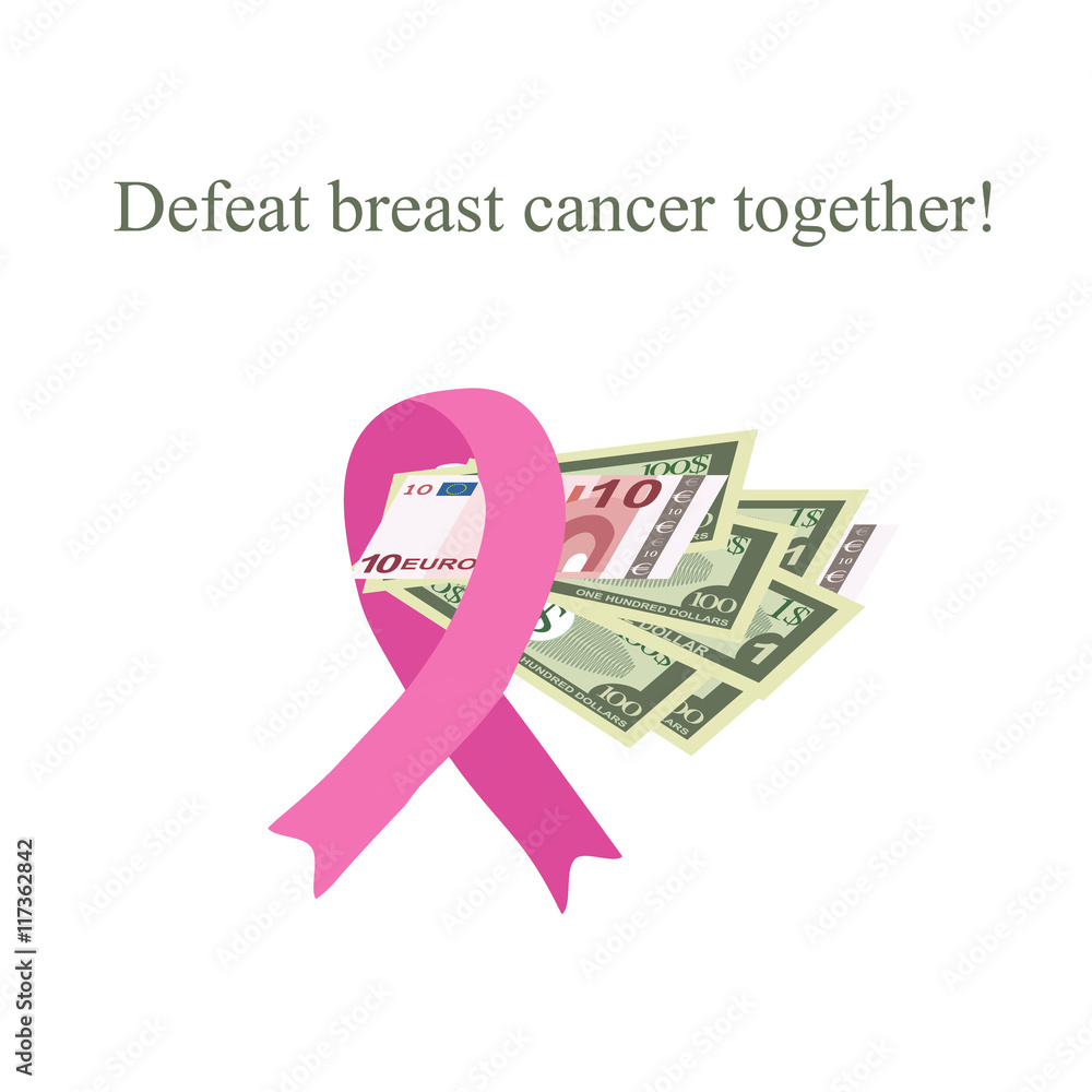 Pink Ribbon Breast Cancer. Money for the diagnosis and treatment of ...