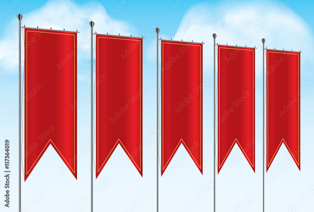 Flag mockup Blank advertising flags or billboards vector template ...