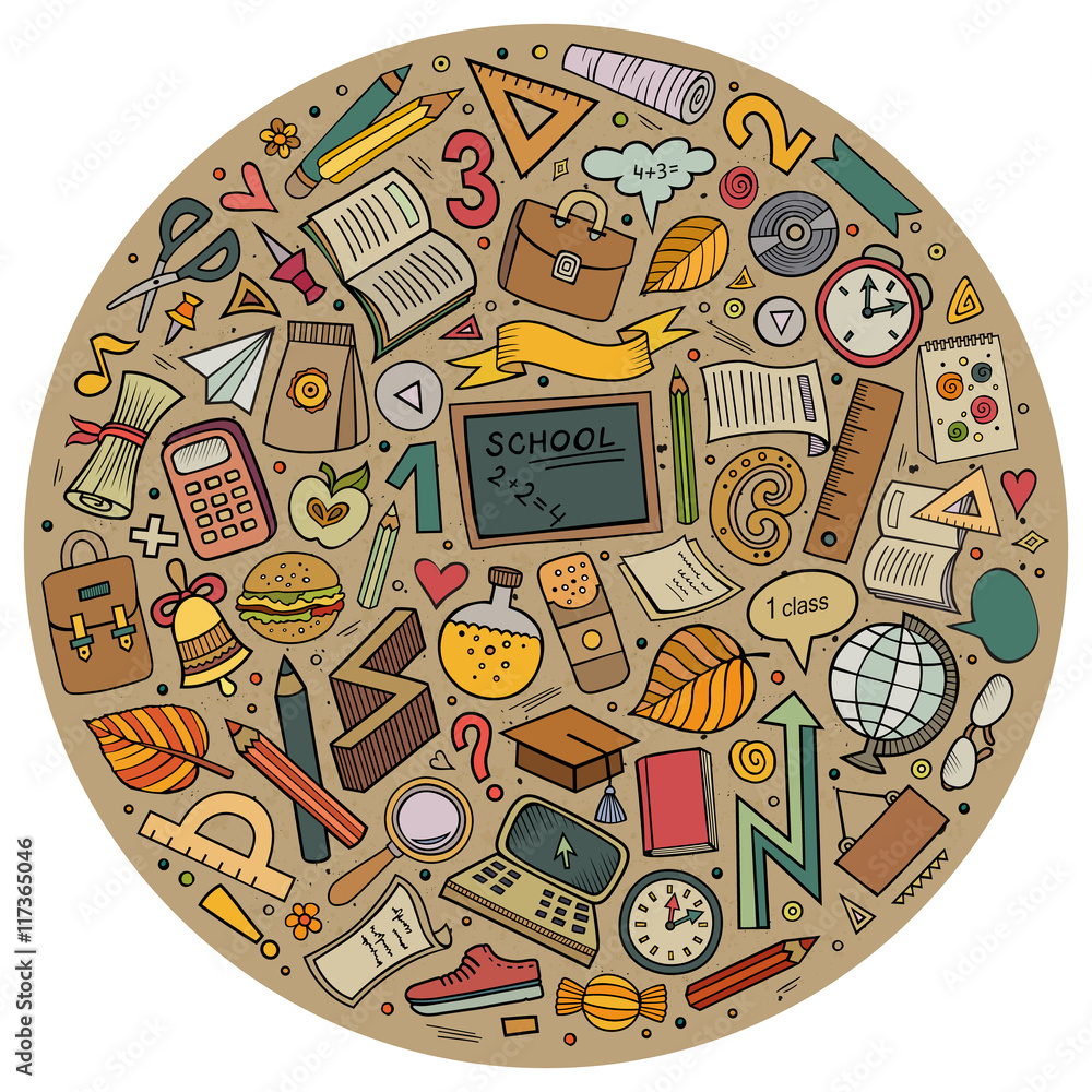 Cartoon Back to school objects set Stock Vector | Adobe Stock