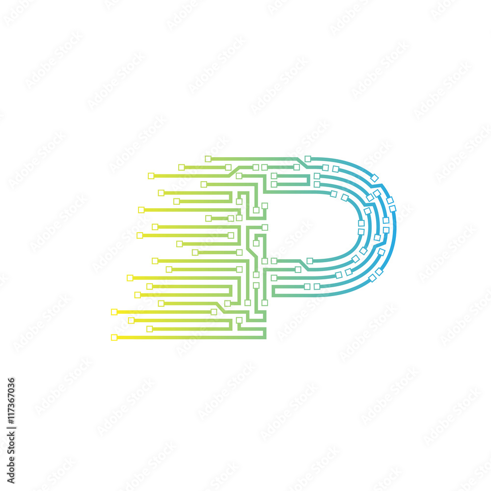 Letter P logo design template,technology,electronics,digital,logotype ...