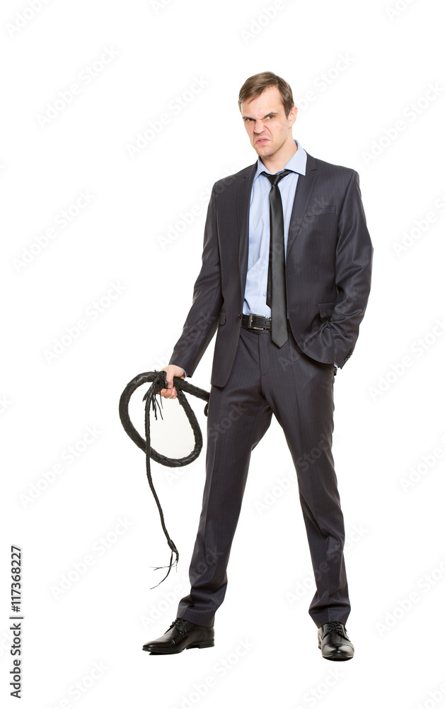 Woman Whipping Man In Stocks