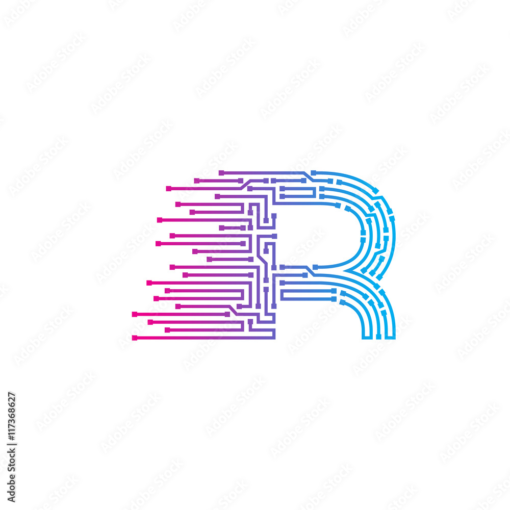 Letter R logo design template,technology,electronics,digital,logotype ...