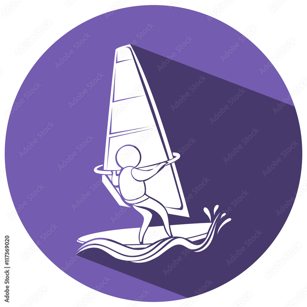 Vetor de Sport icon for sailing on round badge do Stock | Adobe Stock