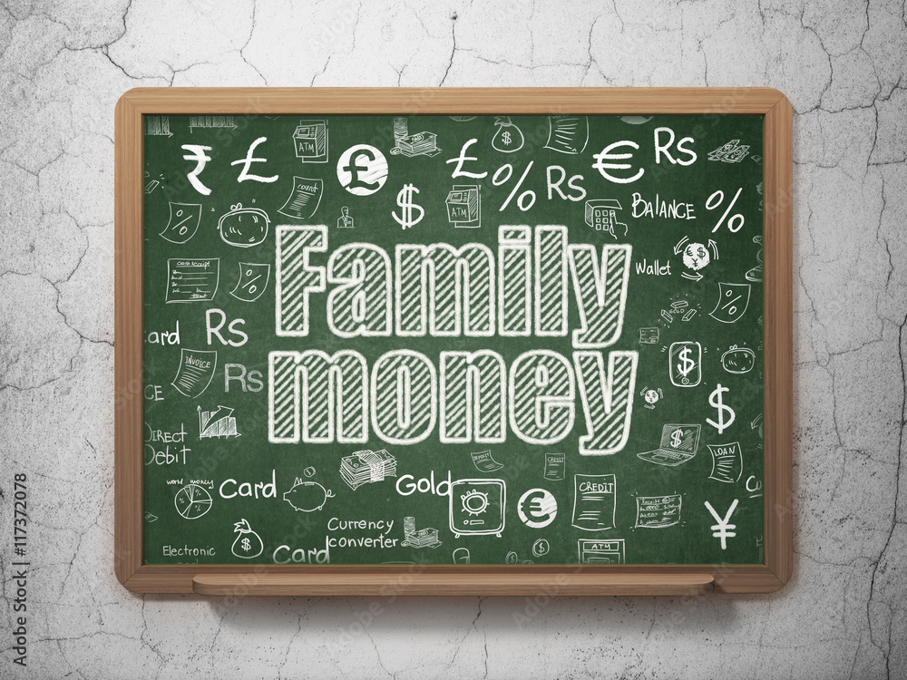 Banking concept: Family Money on School board background Stock ...
