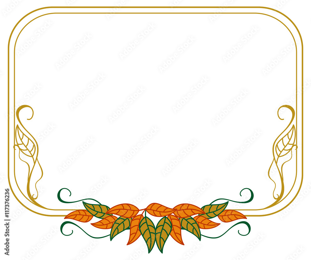 Horizontal frame with color decorative leaves. Vector clip art. Stock ...