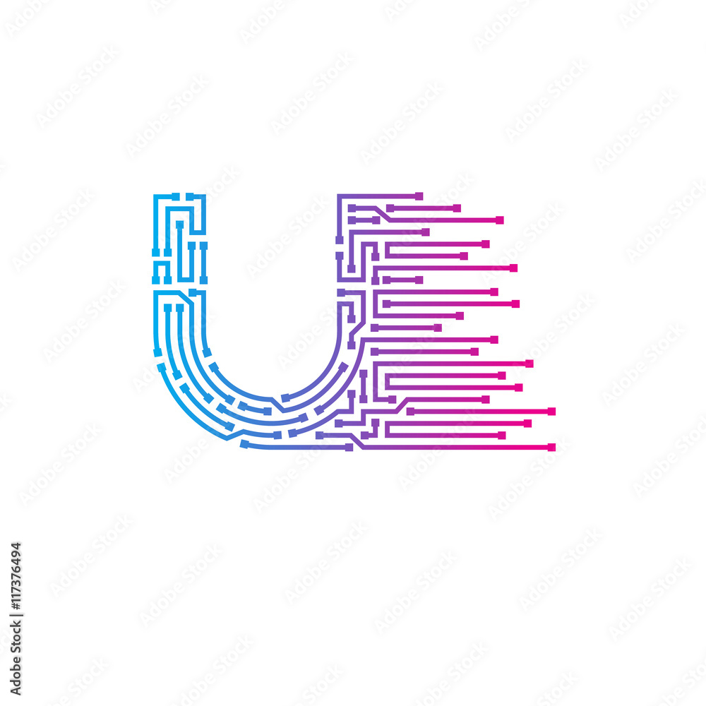 Letter U logo design template,technology,electronics,digital,logotype ...