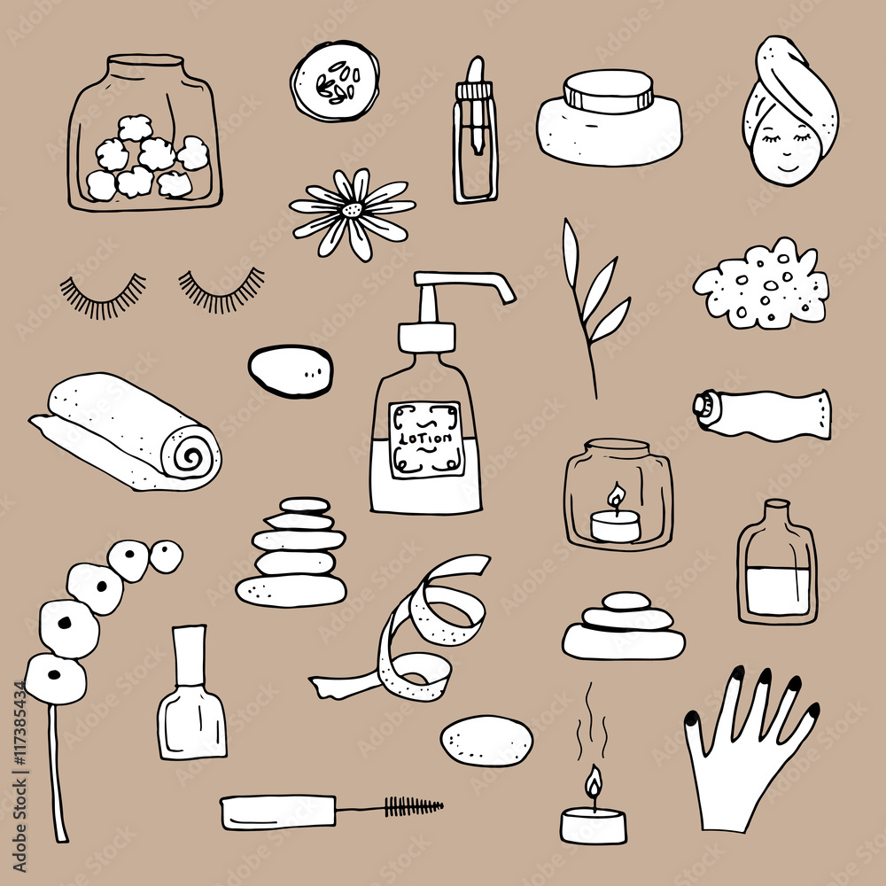 Beauty spa doodle icon background wallpaper Stock Vector | Adobe Stock