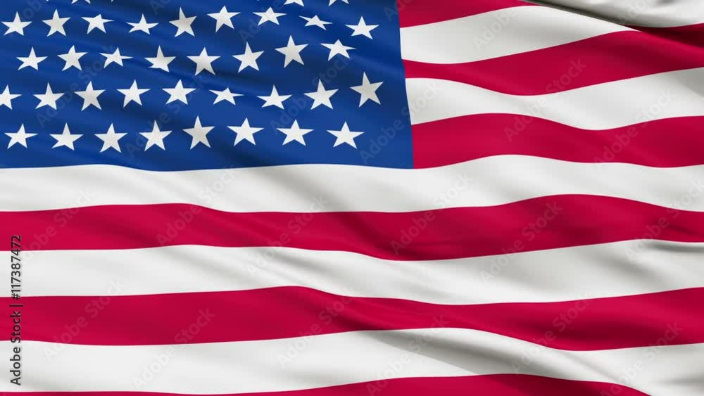 51 Stars United States of America Flag, Close Up Realistic 3D Animation ...