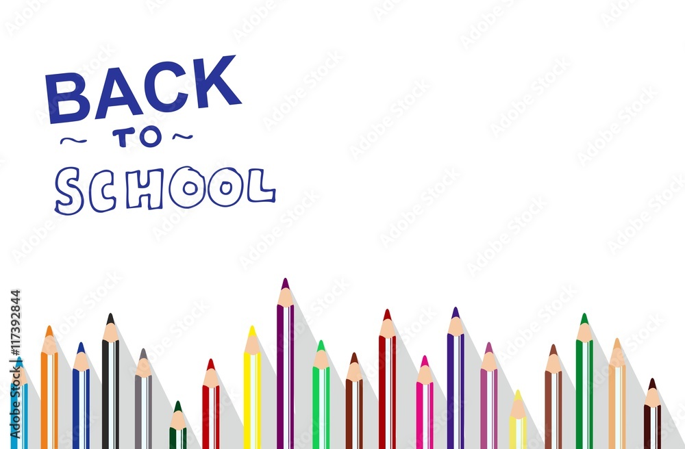 Welcome Back to SCHOOL background Colored Pencils Frame Template Stock ...