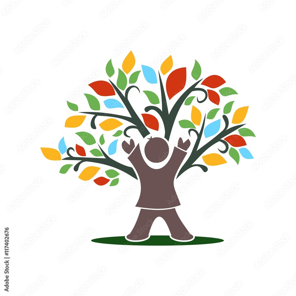 Color Child Tree Icon Stock Vector | Adobe Stock